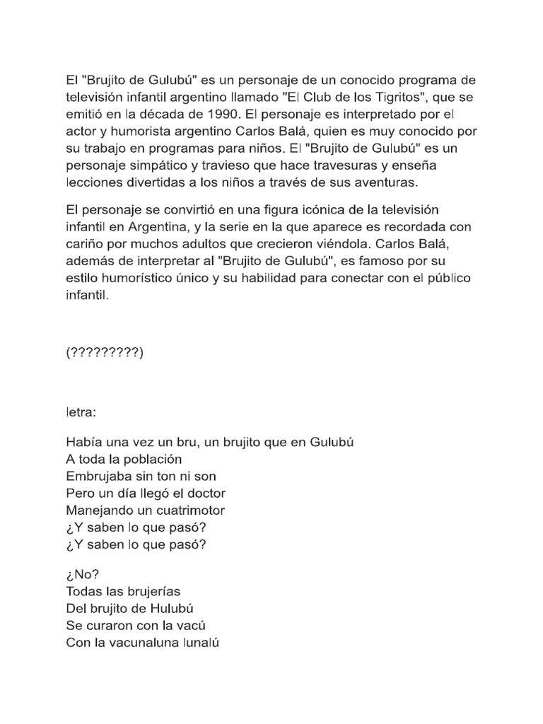 El Brujito de Gulubú | PDF