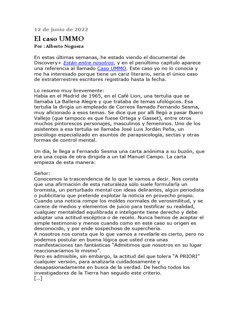 EL CASO UMMO (Alberto Noguera, 12-06-22) | PDF