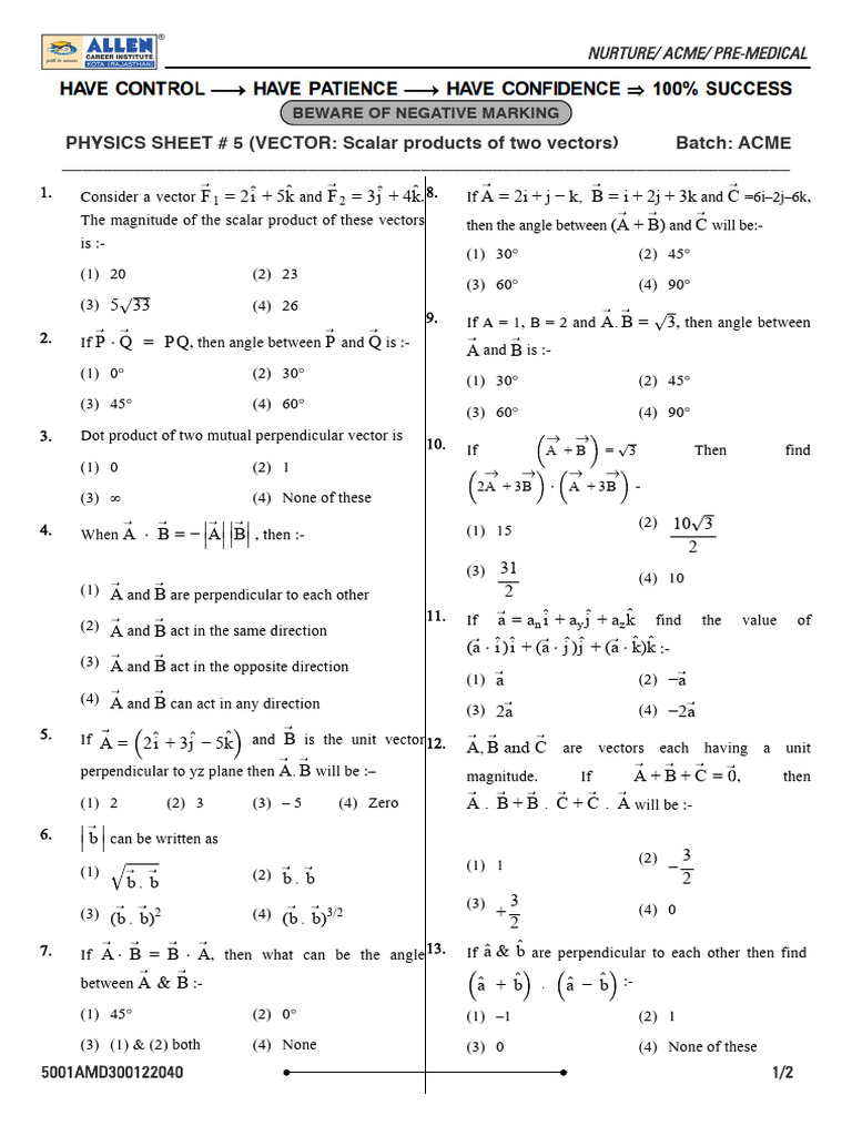 DPP 5 (Vector) | PDF