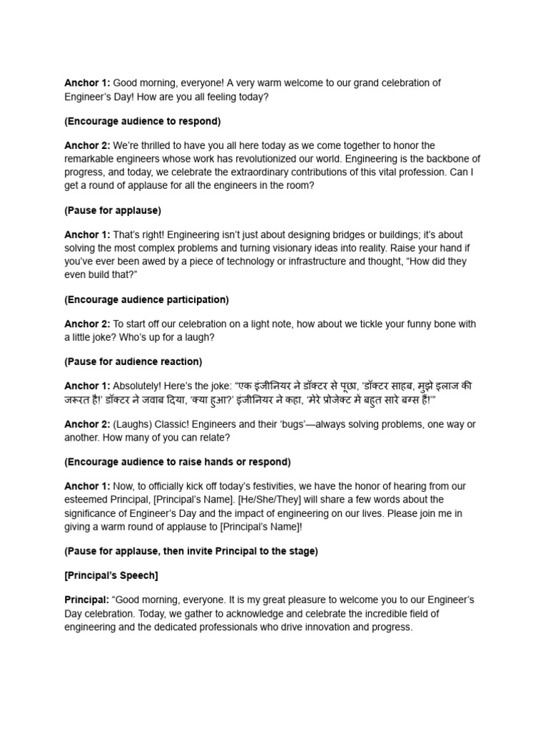 Speech for Engineer Day | PDF