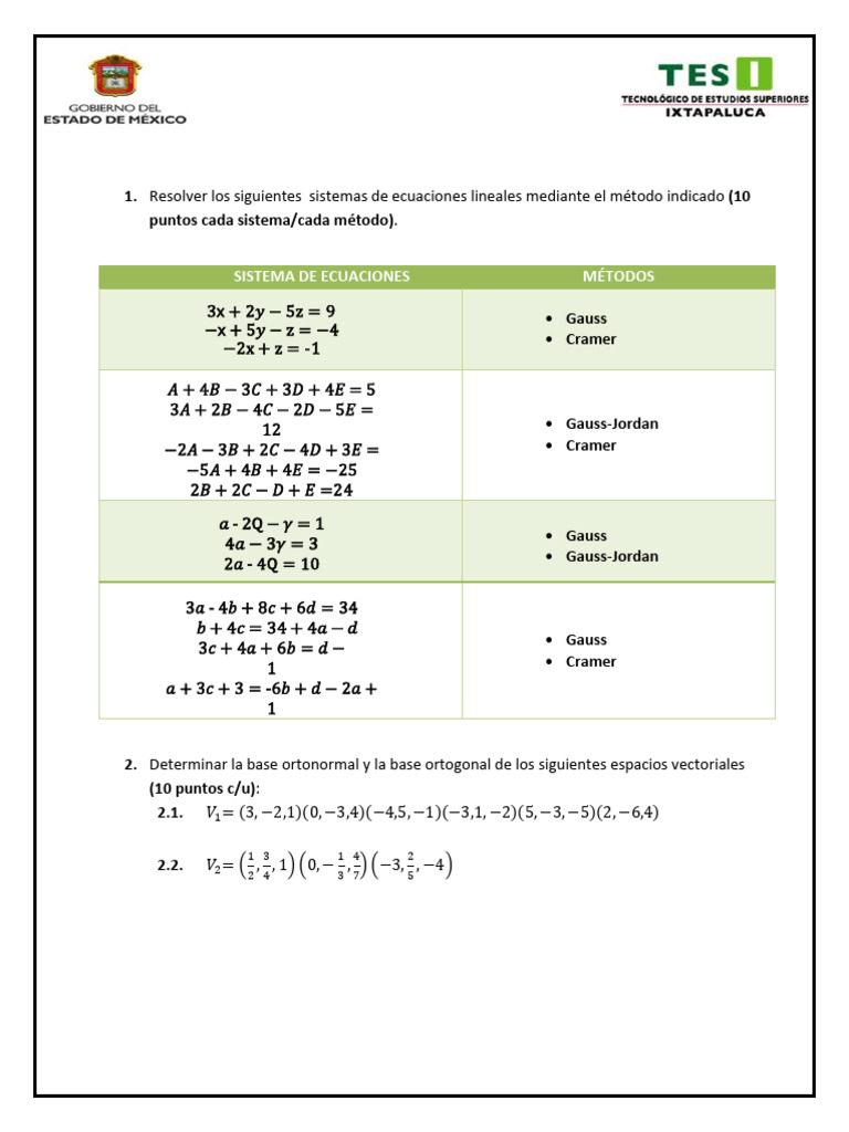 Serie de Ejercicios 3 Álgebra Lineal | PDF | Métodos y materiales de enseñanza