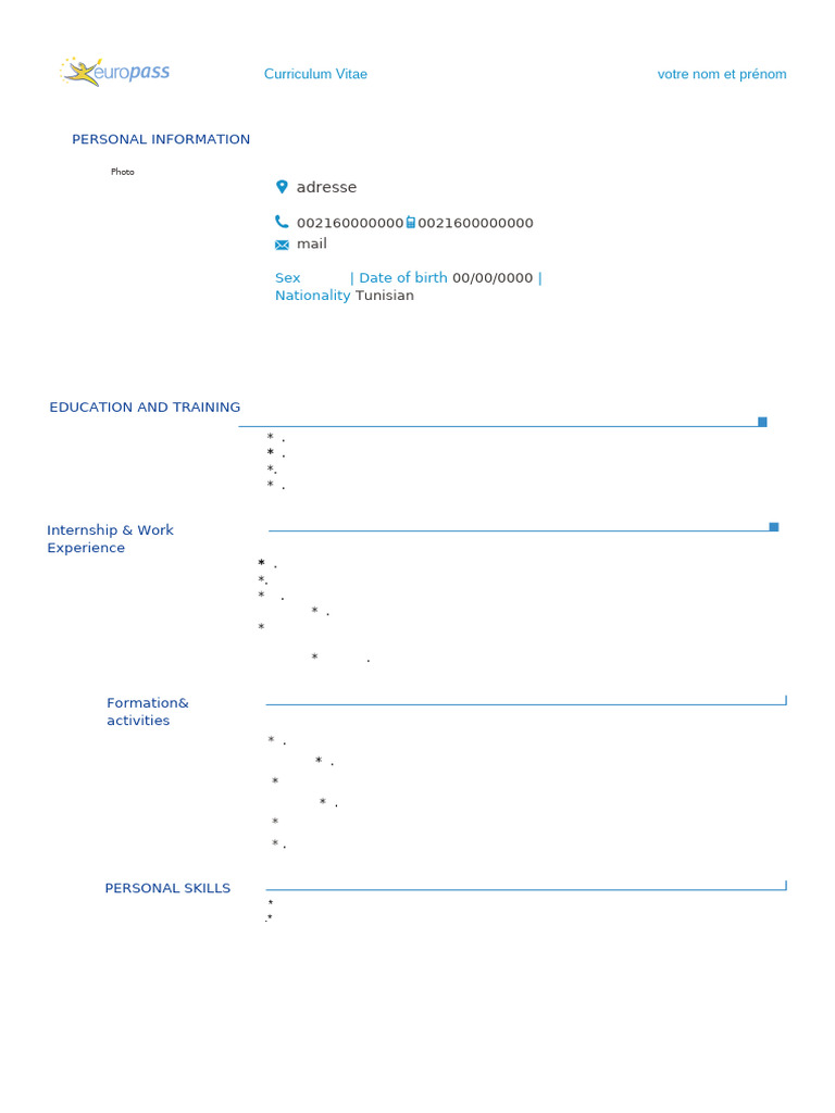 Modele CV Europass | PDF