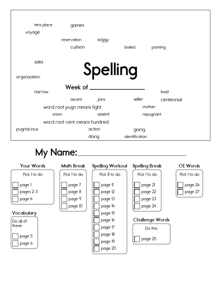 3rd Grade Spelling Worksheets | PDF