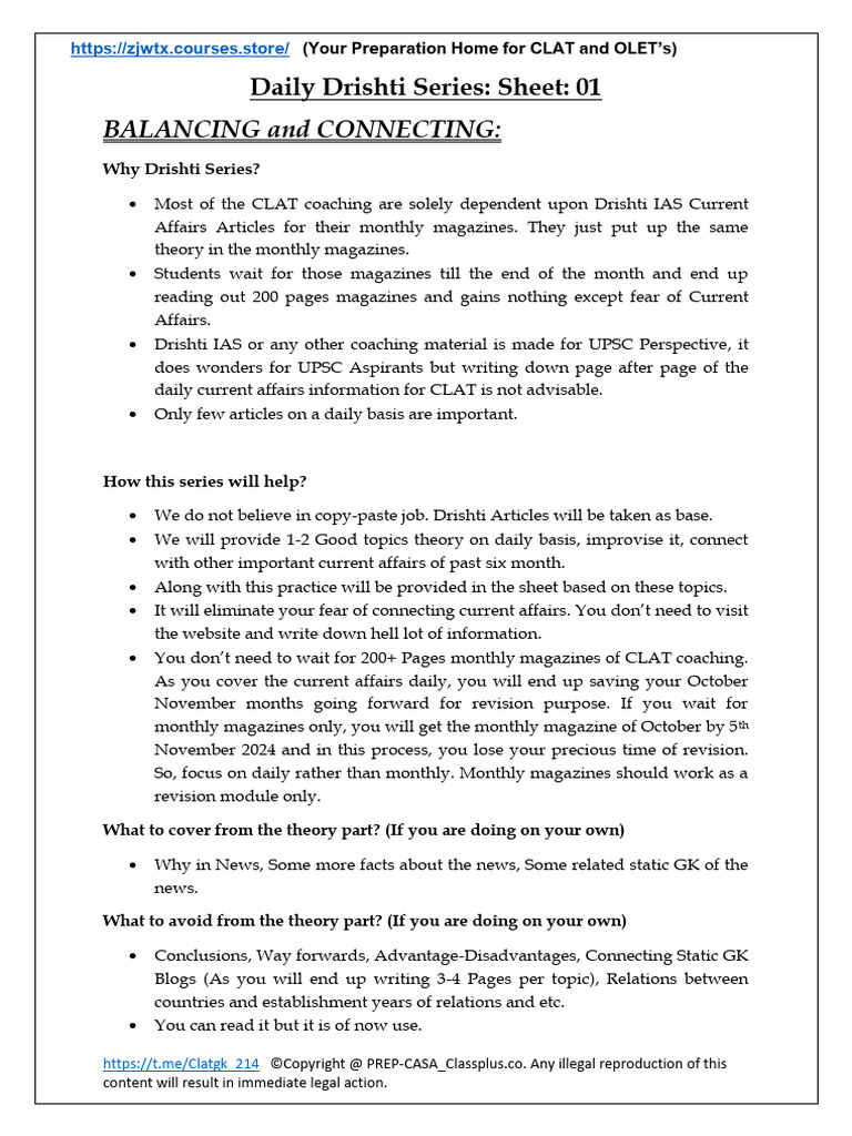 Current Affairs and Practice Sheet-01 | PDF