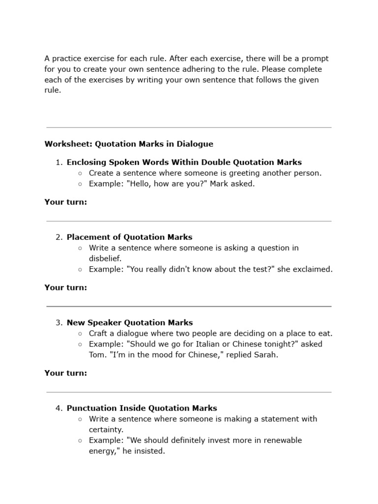Quotation Marks in Dialogue | PDF
