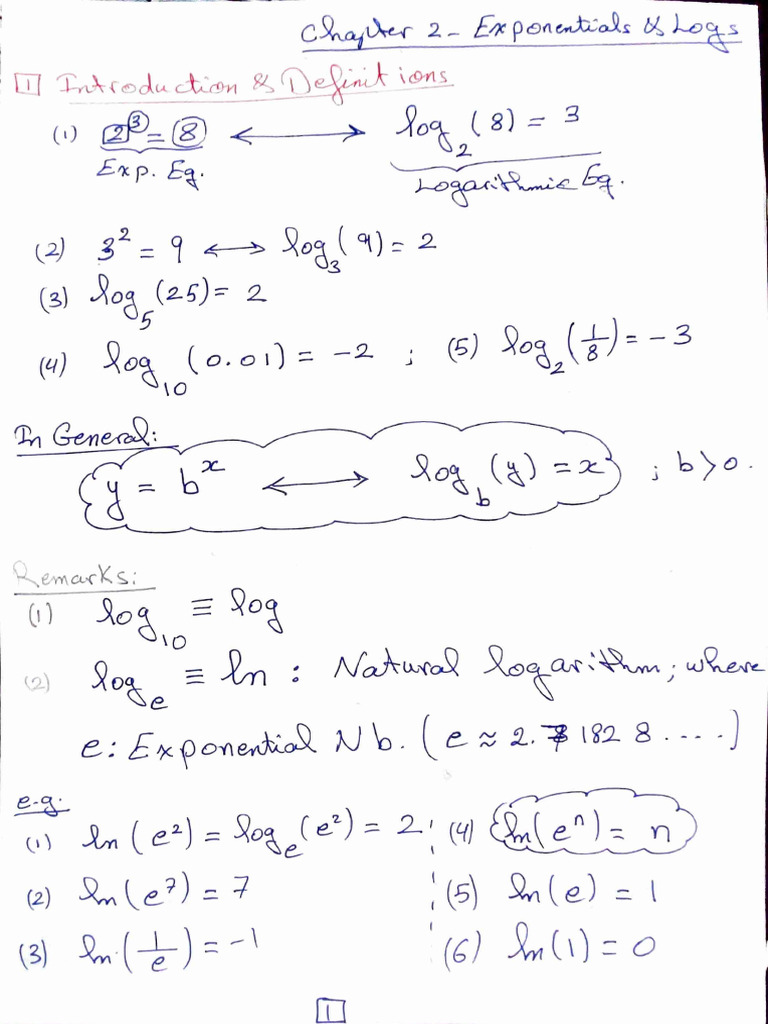 Chapter 2 - Exponentials and Logarithms | PDF