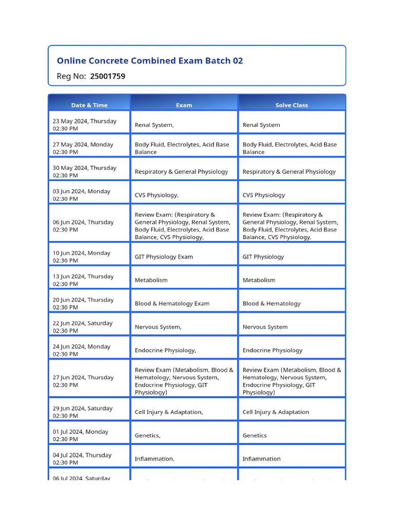 Course Schedule | PDF
