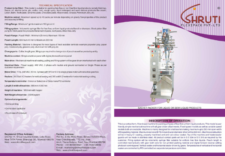 Sachet Packer for Liquid | PDF