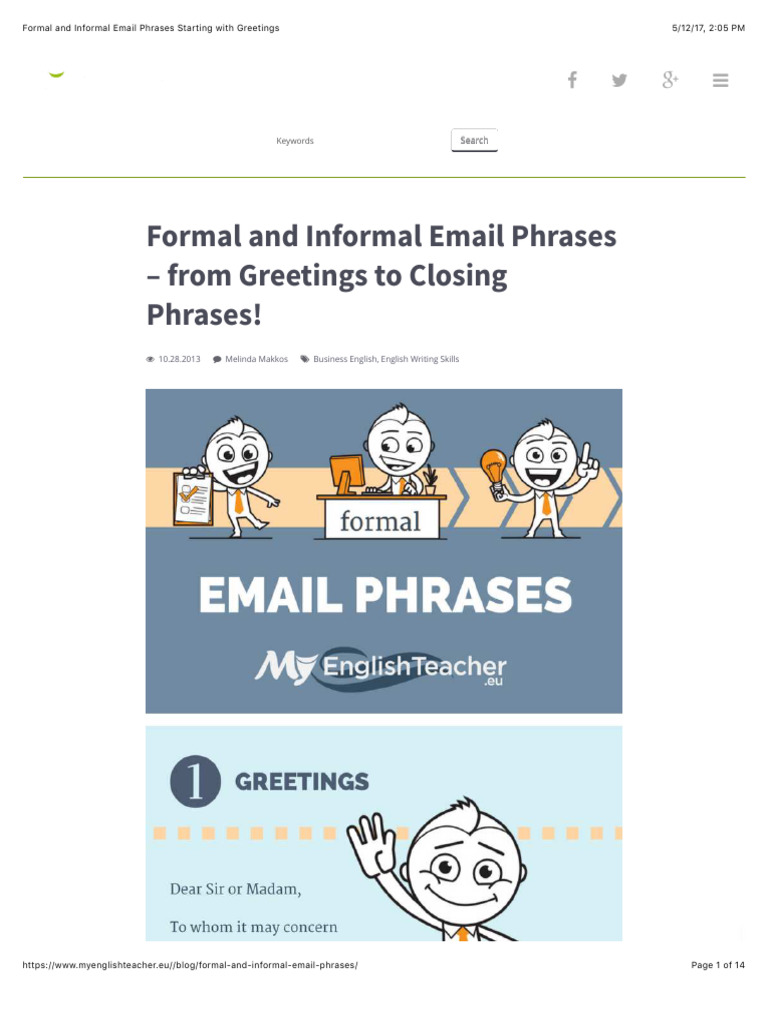 Formal and Informal Email Phrases Starti | PDF