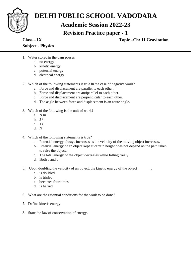 CLASS IX Revision Practice Paper1 | PDF