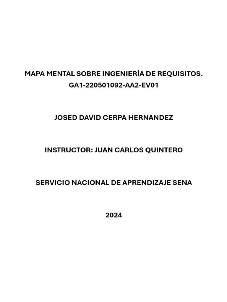 Mapa Mental Sobre Ingeniería de Requisitos. GA1-220501092-AA2-EV01 | PDF