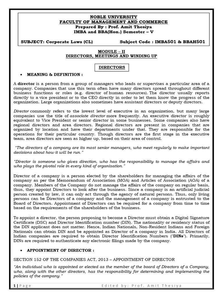 Module II Corporate Laws PDF