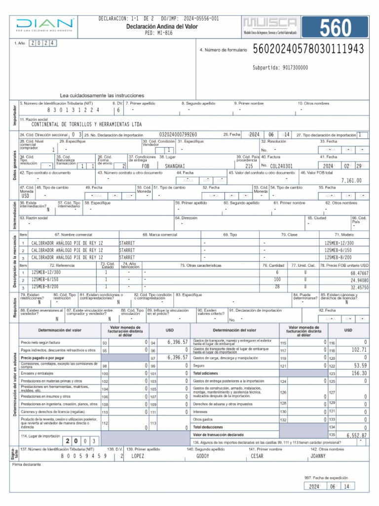 Declaracion Andina Valor | PDF