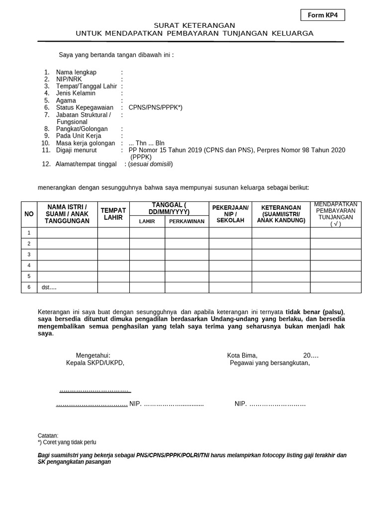 Formulir KP4 | PDF