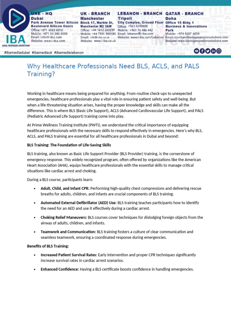 Why Healthcare Professionals Need BLS - Edited | PDF | Emergency ...