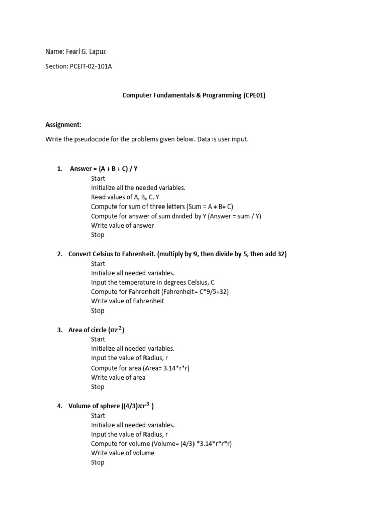 Writing Pseudocode | PDF