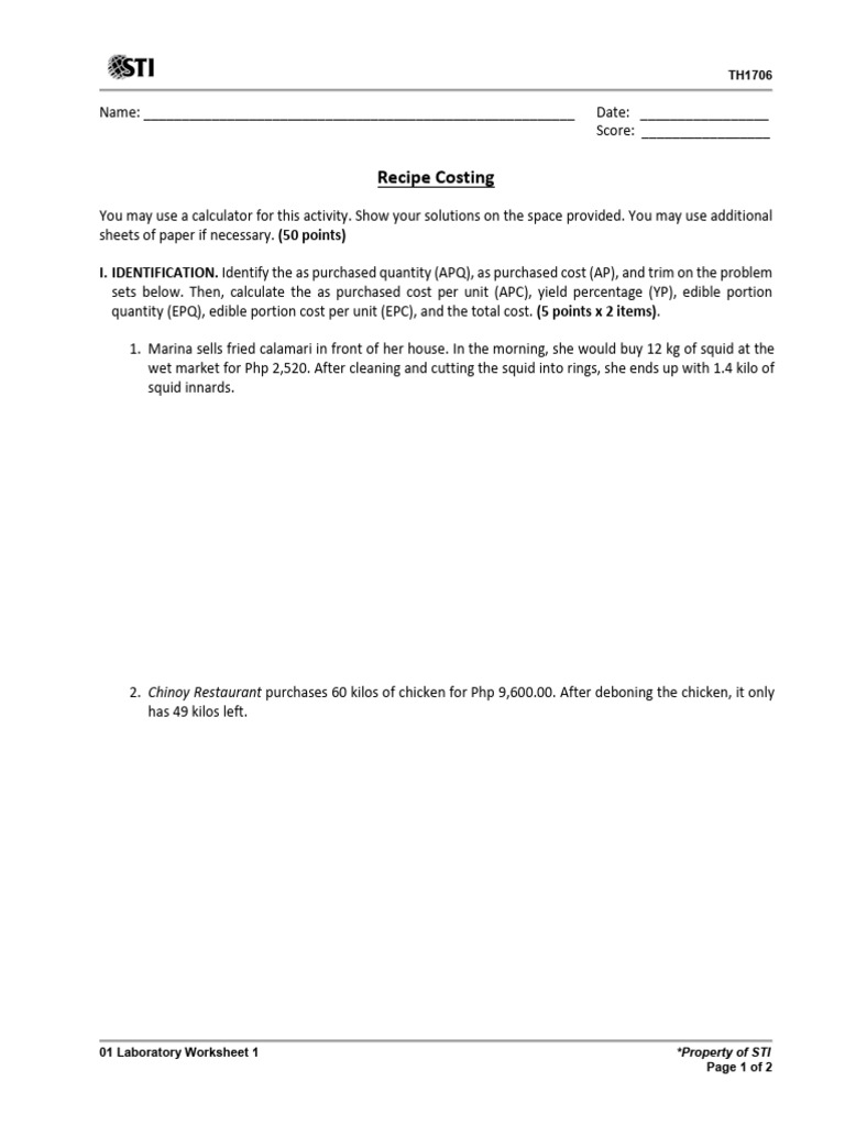 01 Laboratory Worksheet 1 | PDF