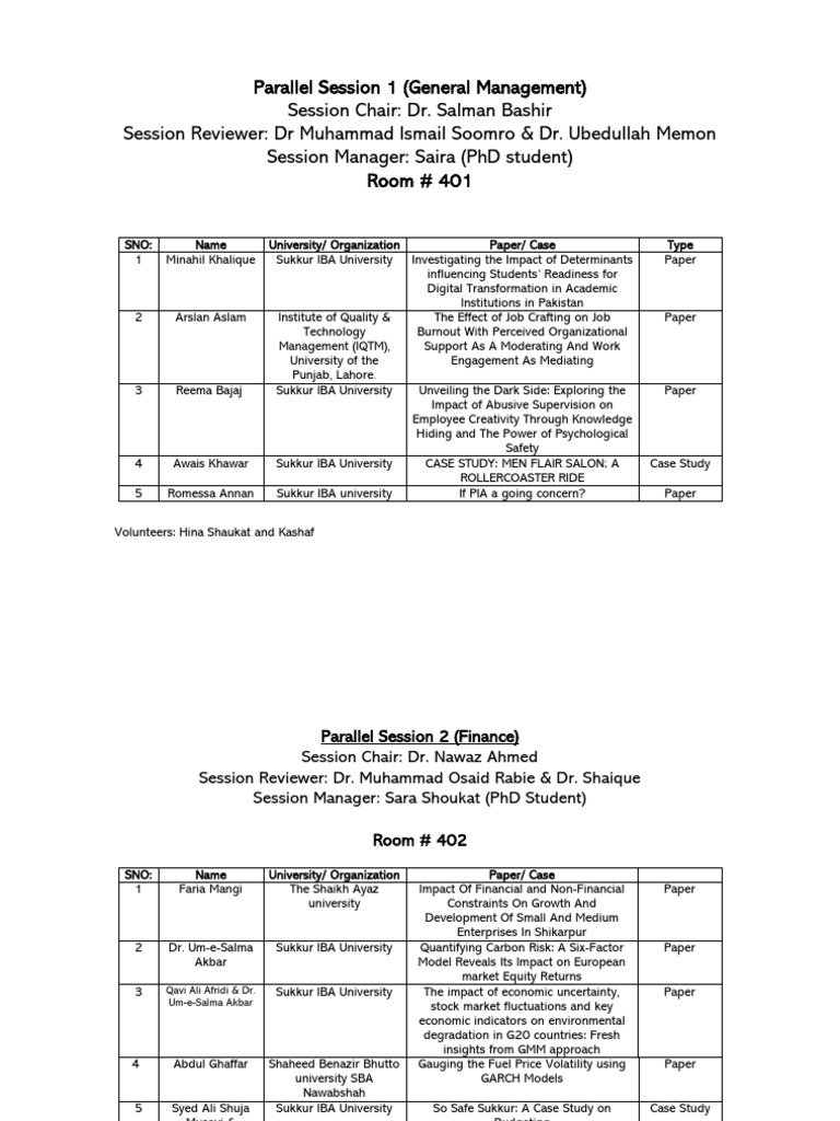 Parallel Session Subject | PDF
