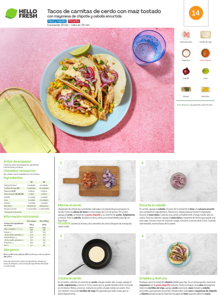 Tacos de Carnitas de Cerdo Con Maíz Tostado | PDF | Taco | Maíz