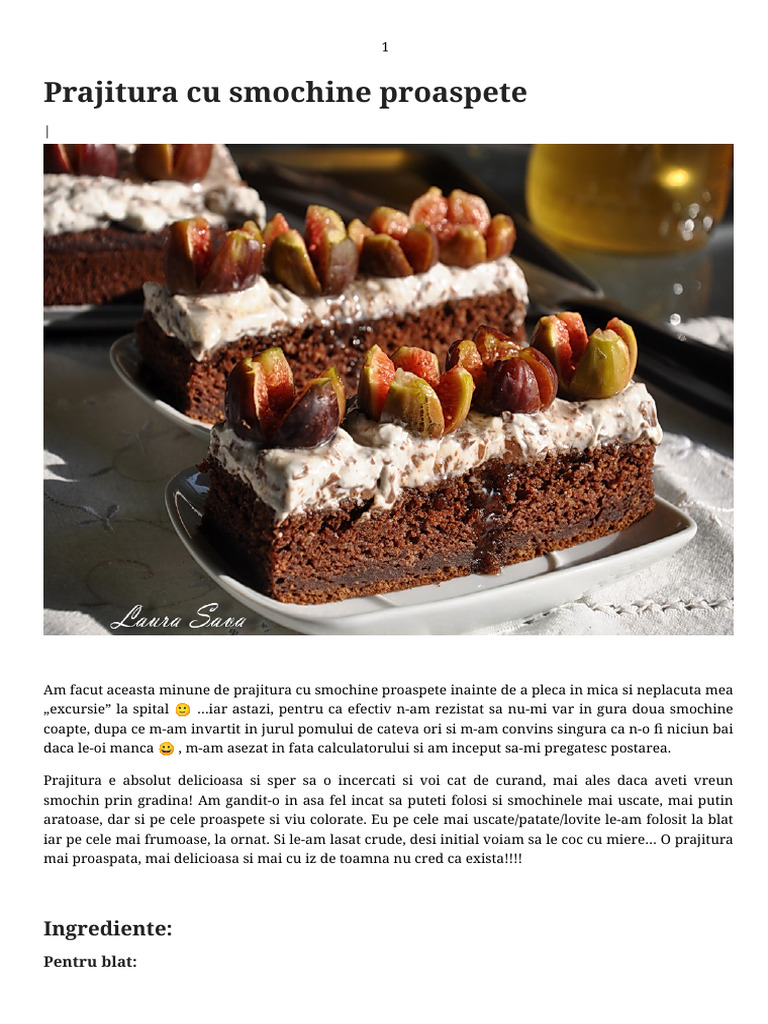 Prajitura Cu Smochine Proaspete - Retete Culinare Cu Laura Sava | PDF