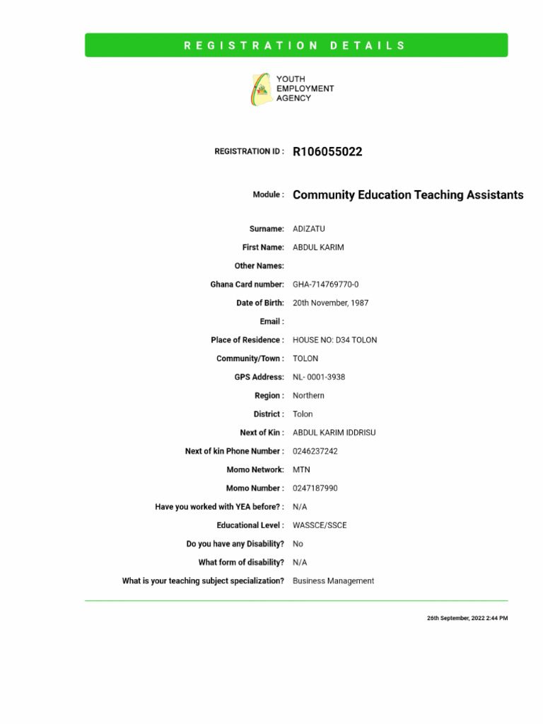 Registration Receipt | PDF