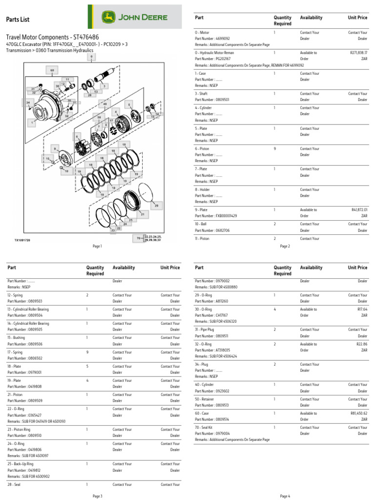 Travel Motor Components - ST476486 | PDF