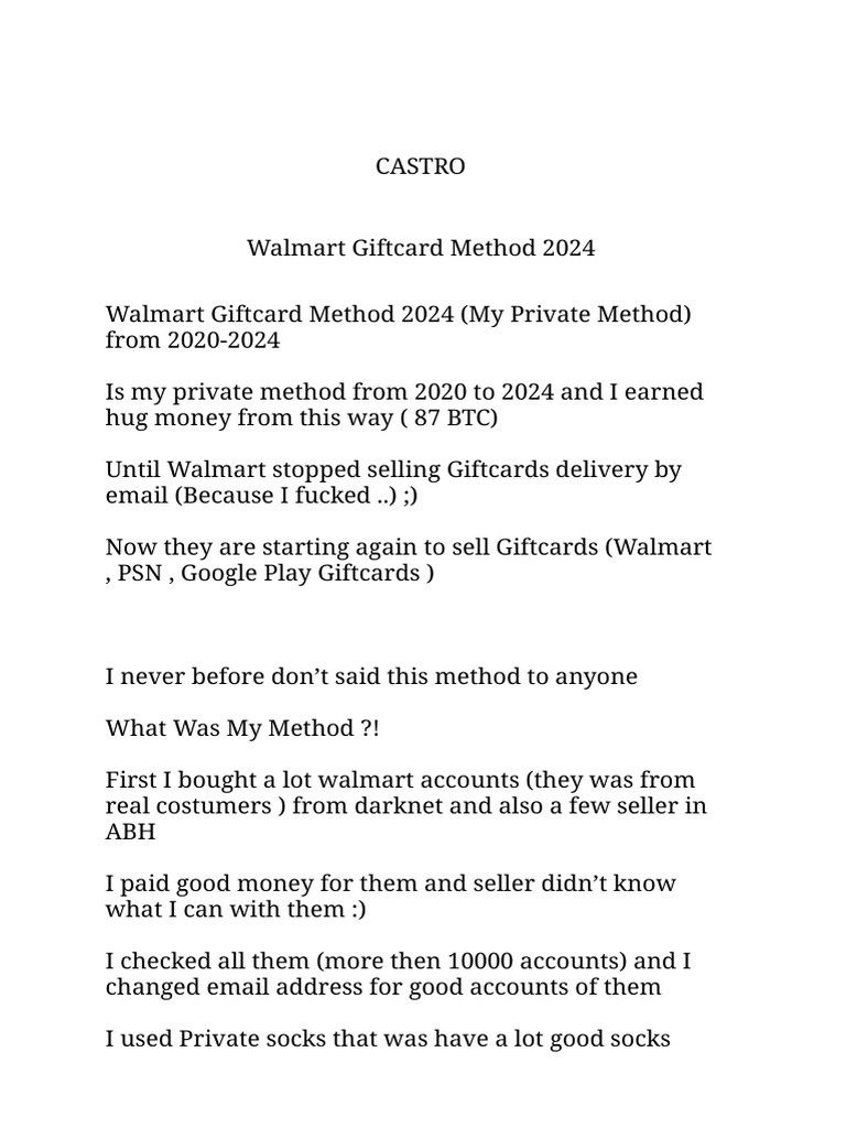 Walmart Gift Card Method by Castro? | PDF