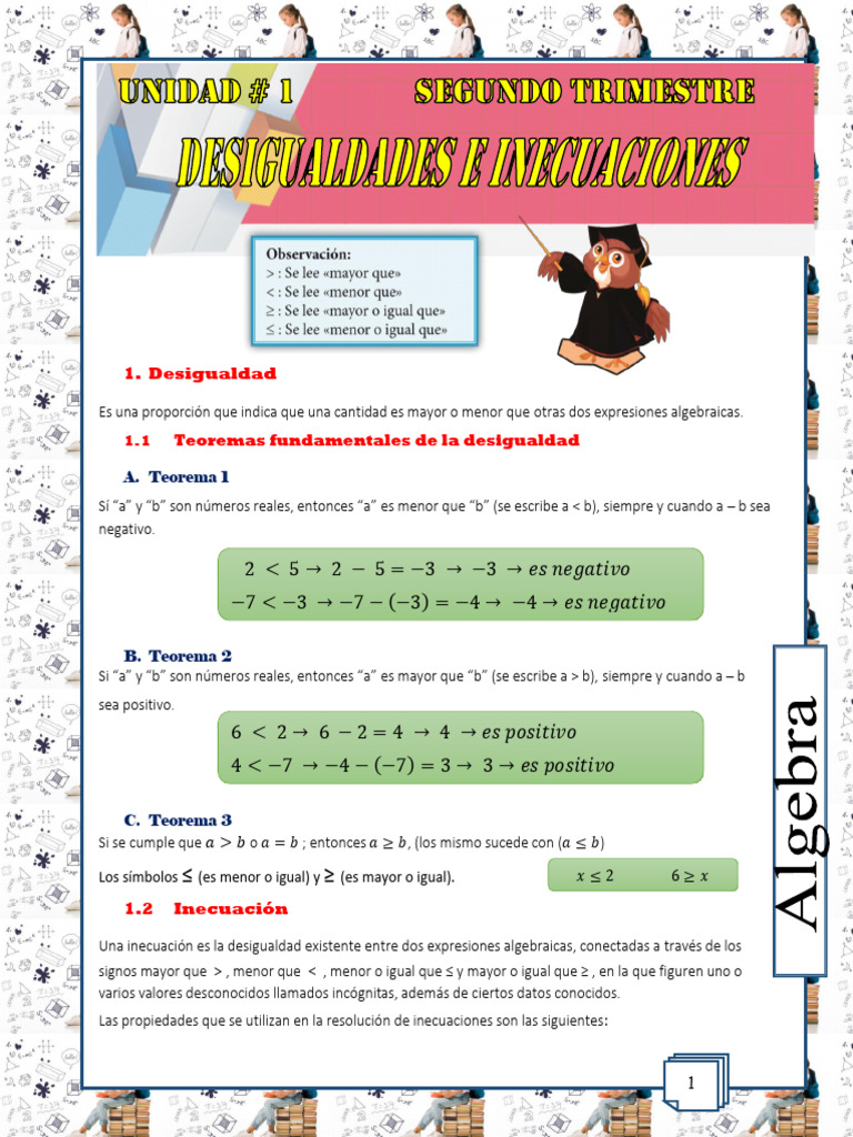 Inecuaciones y Desiguadades | PDF | Desigualdad (Matemáticas) | Intervalo (Matemáticas)