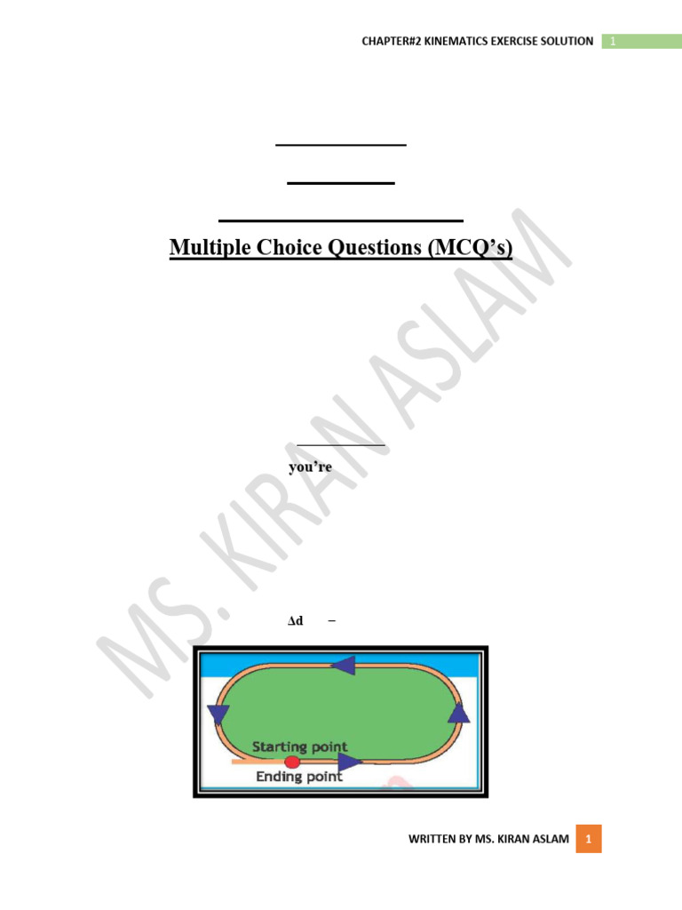 Kinematics Exercise Solutions by Kiran Aslam | PDF | Acceleration | Euclidean Vector
