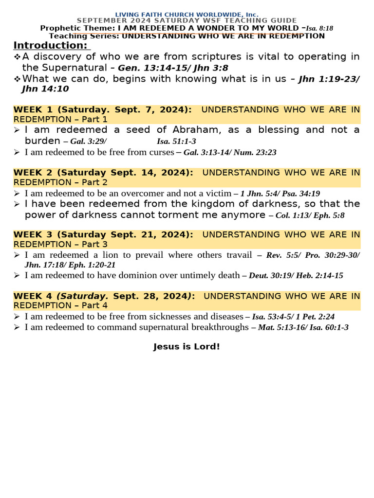 Sept. 2024 - Approved WSF Outline - With Scriptures | PDF