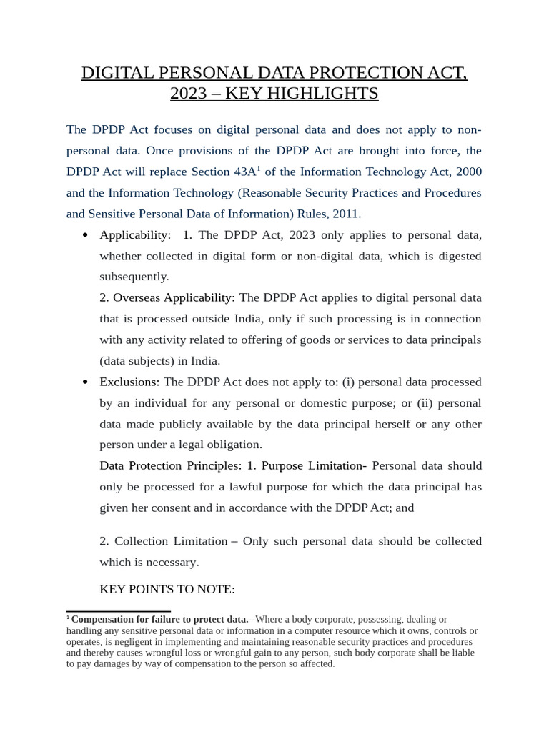 Digital Personal Data Protection Act | PDF