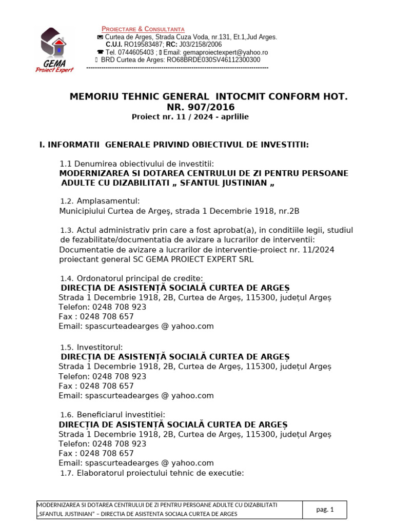 2.memoriu Tehnic General | PDF