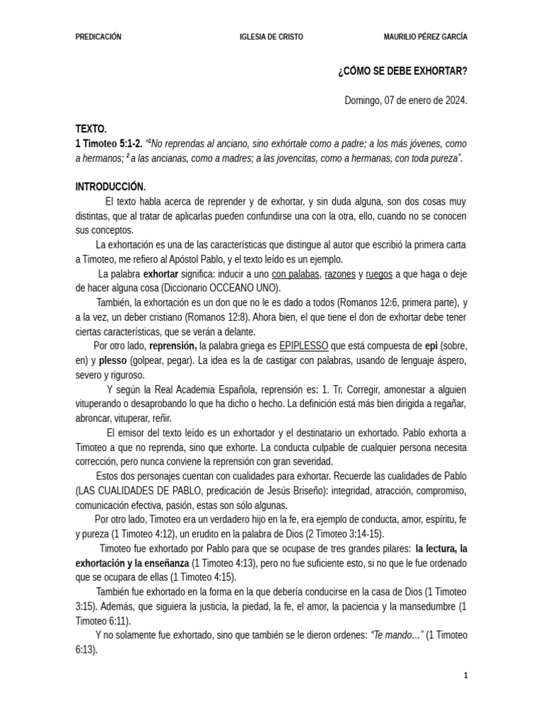 Cómo Se Debe Exhortar | PDF
