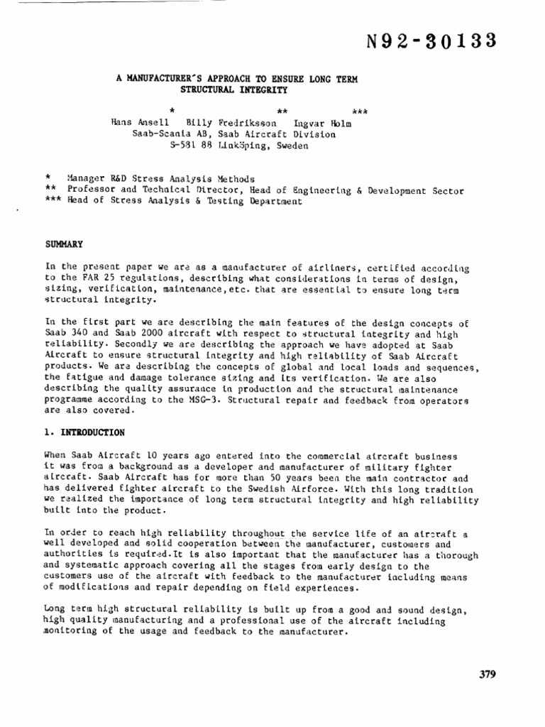 A Manufacturer'S Approach TO Long Term Structural Integrity | PDF
