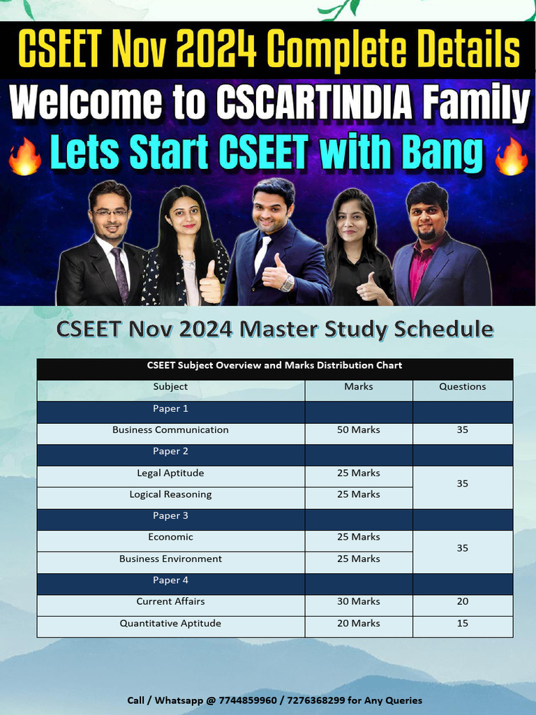 CSEET Nov 2024 Master Study Plan | PDF