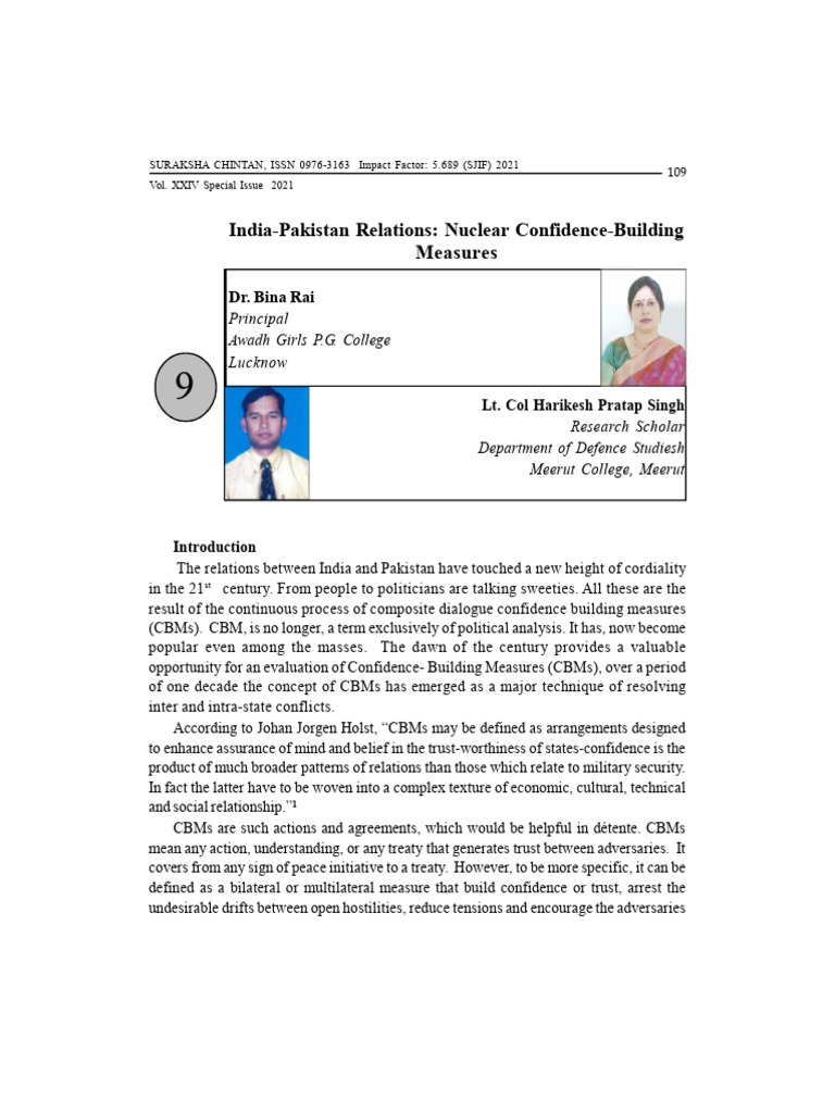 India Pak Nuclear Confidance Building Measure | PDF