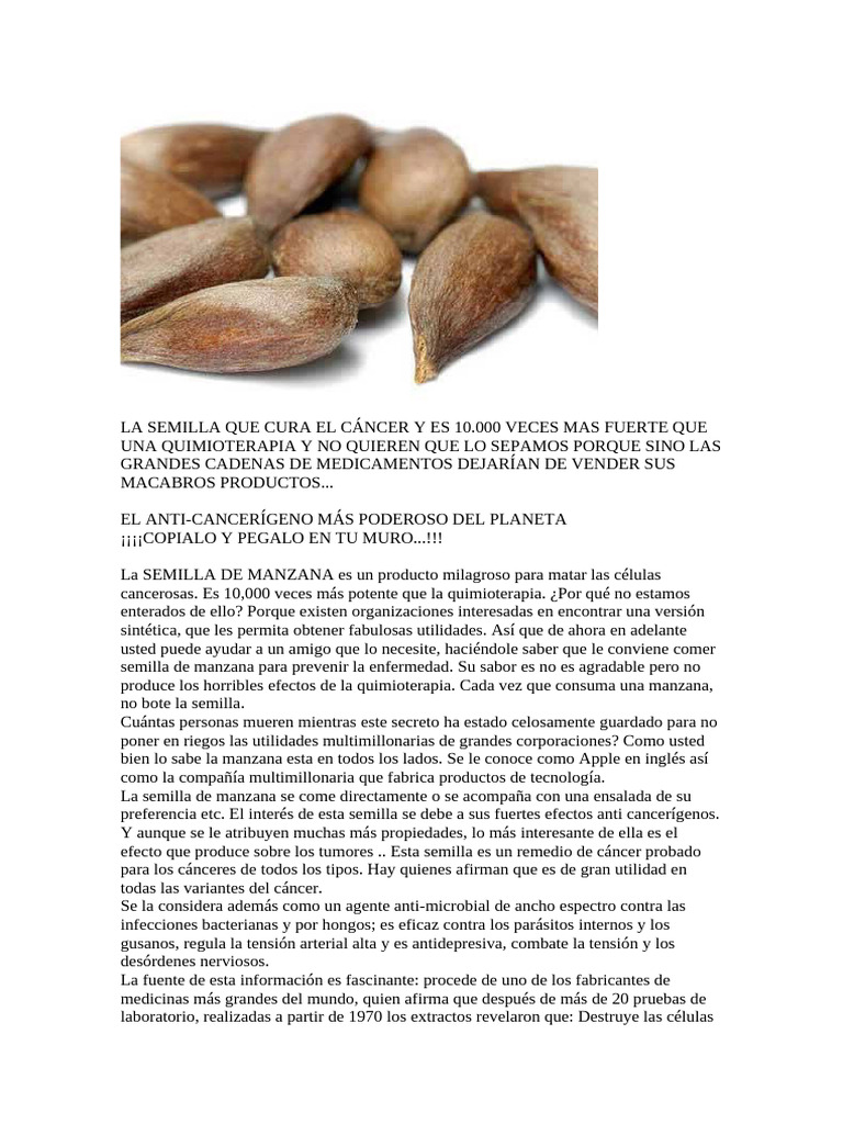LA SEMILLA QUE CURA EL CÁNCER Y ES 10 | PDF