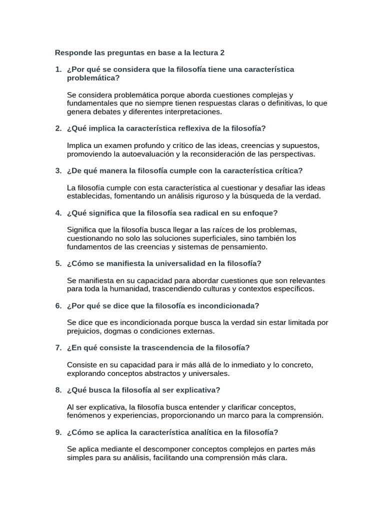 Responde Las Preguntas en Base A La Lectura 2 | PDF