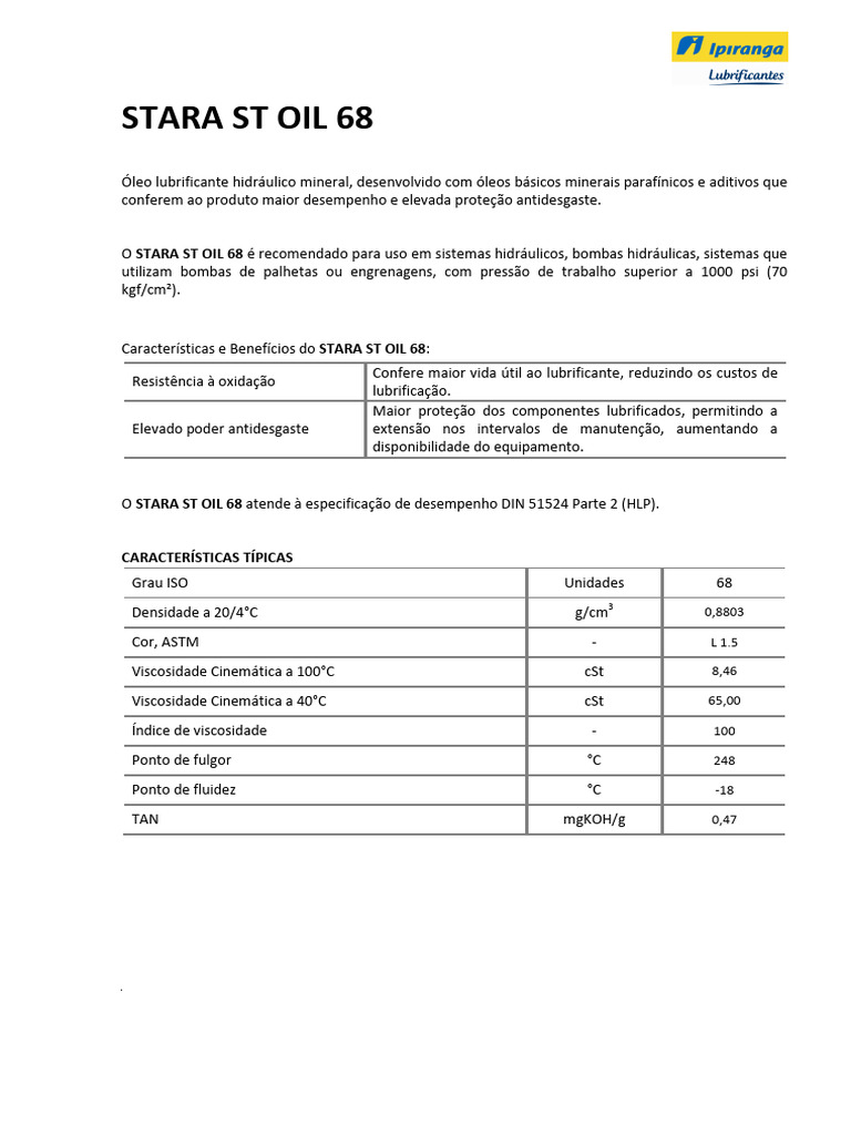 Stara ST Oil 68 | PDF
