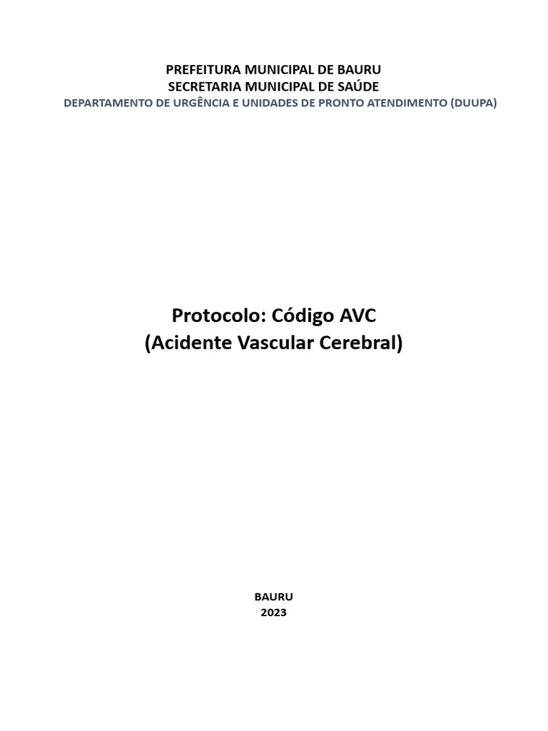 Protocolo Código AVC | PDF