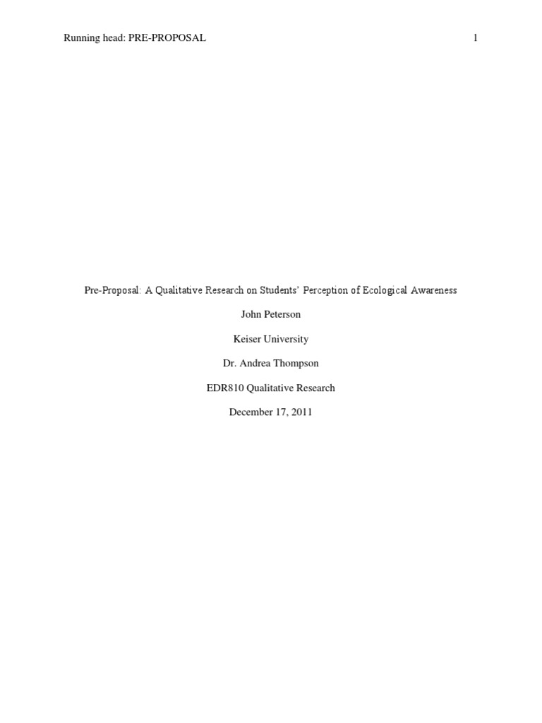 Pre-Proposal For Qualitative Research | PDF | Qualitative Research ...