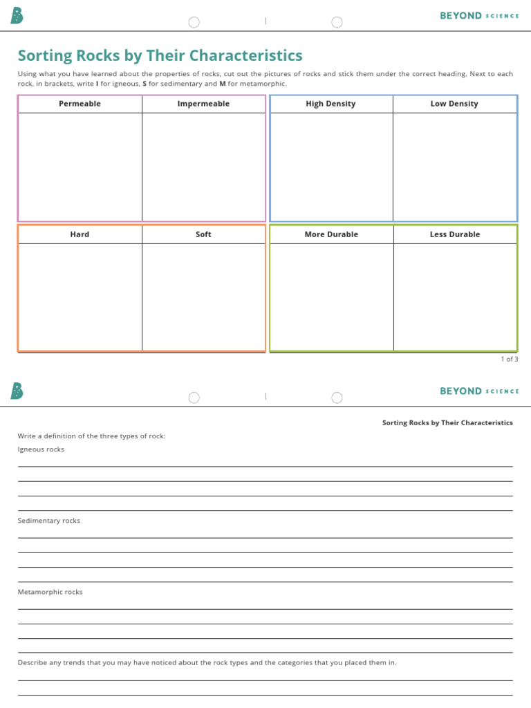 Sorting Rocks by Their Characteristics | PDF | Rock (Geology) | Earth ...