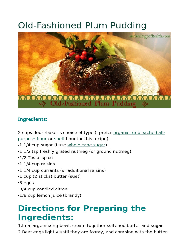 Old-Fashioned Plum Pudding | PDF