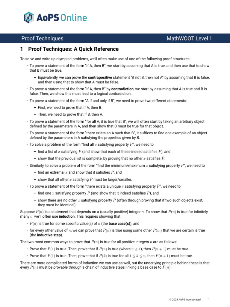 Handout Proof Techniques | PDF