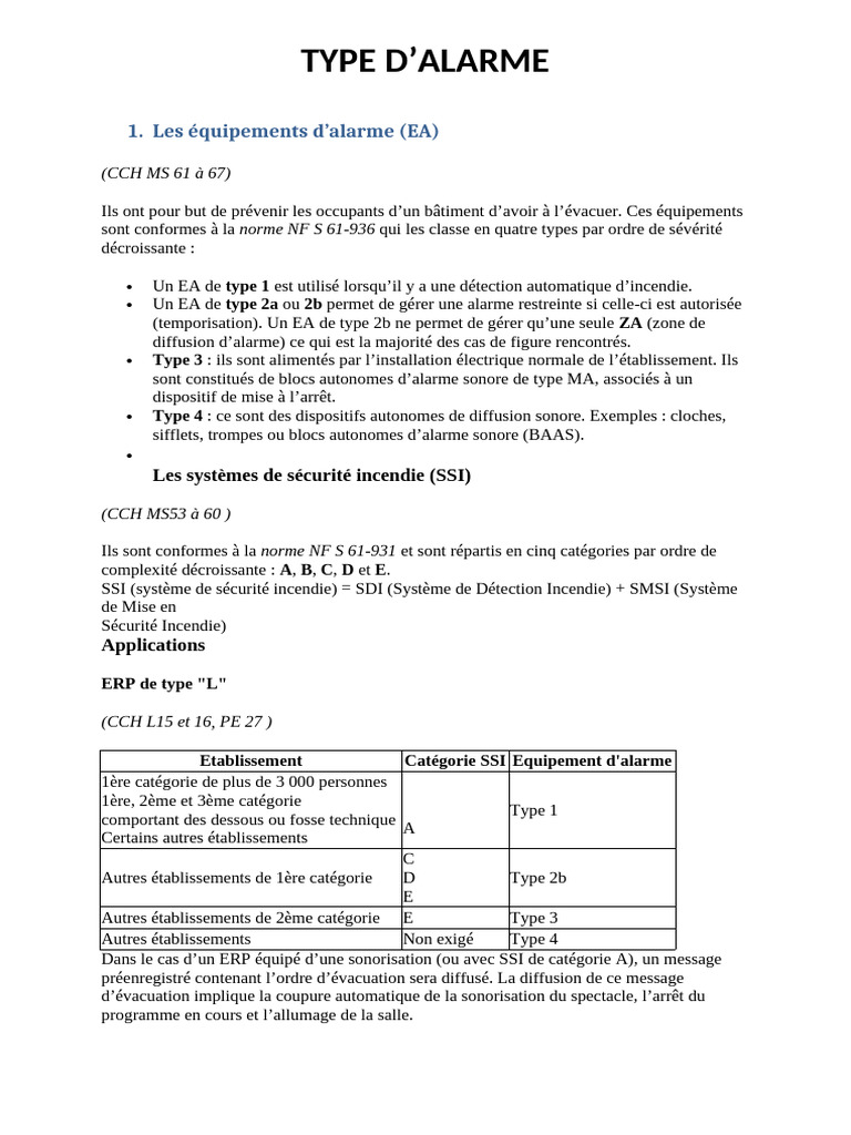 Ssi Et Type Alarme | PDF