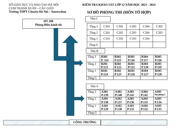 6.2 T H P Sơ Đ Phòng Thi KTKS L P 12 2023 - 2024 ĐH Thi HT 200 | PDF