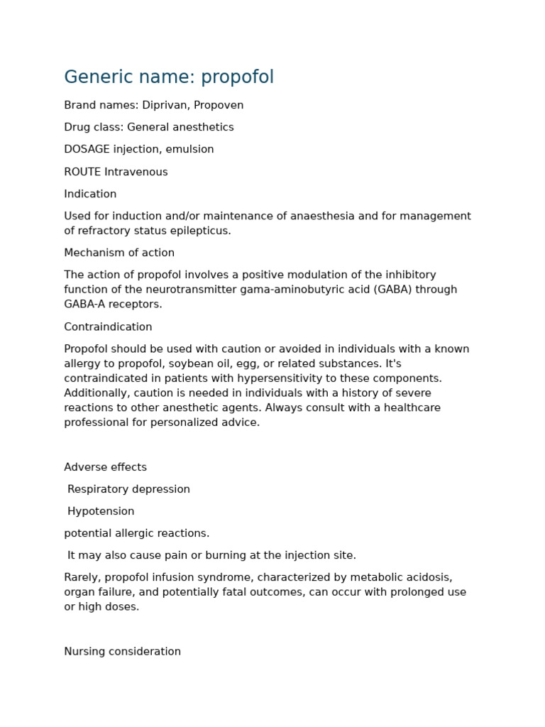 PROPOFOL DRUG STUDY | PDF