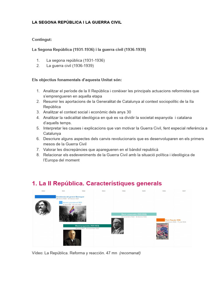 La Segona República I La Guerra Civil | PDF