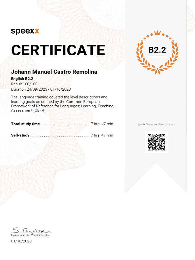 Certificate B2.2 | PDF