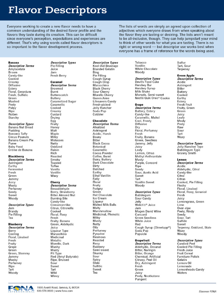 Flavor Descriptors | PDF